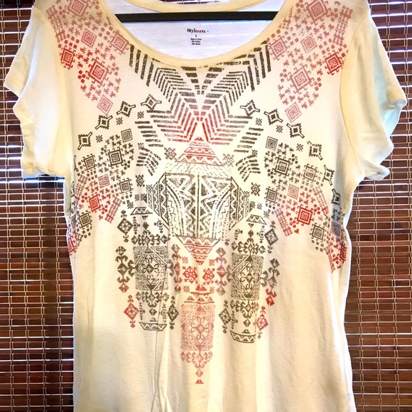 Style & Co. | Tops | Soft Aztec Print Tee | Poshmark